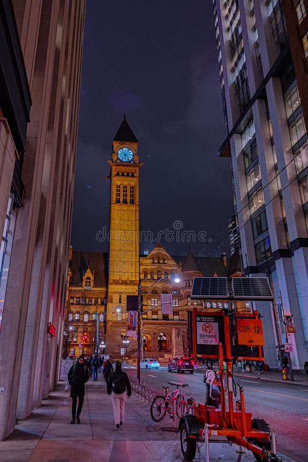 Famous clock in downtown editorial stock photo. Image of blue - 263746118