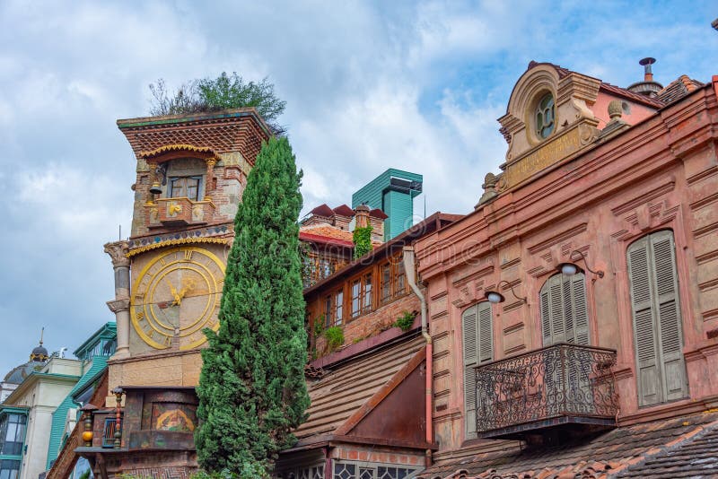 Famous Clock Tower in Georgian Capital Tbilisi Stock Image - Image of ...