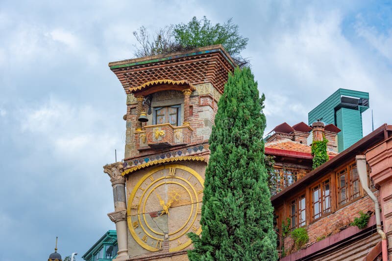 Famous Clock Tower in Georgian Capital Tbilisi Stock Photo - Image of ...