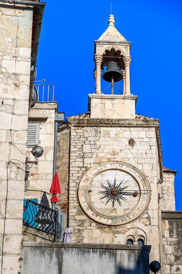 Famous Clock Tower in the Old Town of Split, Croatia Stock Image ...