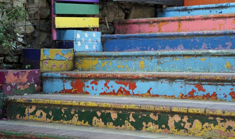 Famous Colorful Stairs in Istanbul Balat Stock Image - Image of ...
