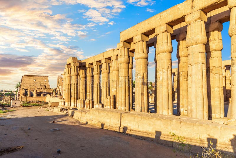 Famous Columns of Luxor Temple, Back View of the Pillars, Egypt Stock ...
