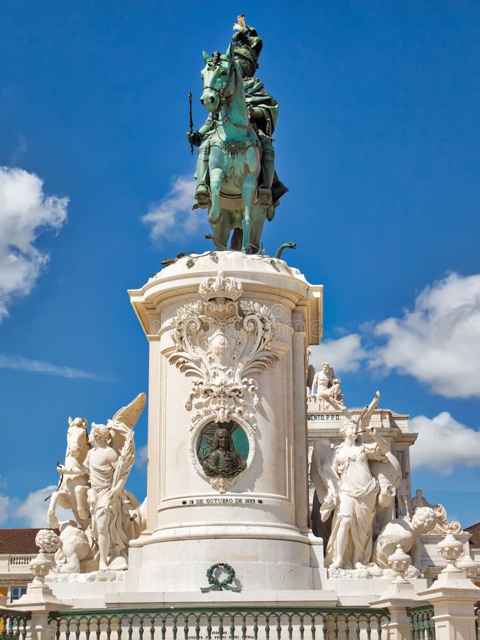 Famous Commerce Plaza Praca Do Comercio in Lisbon Facing Tagus River ...
