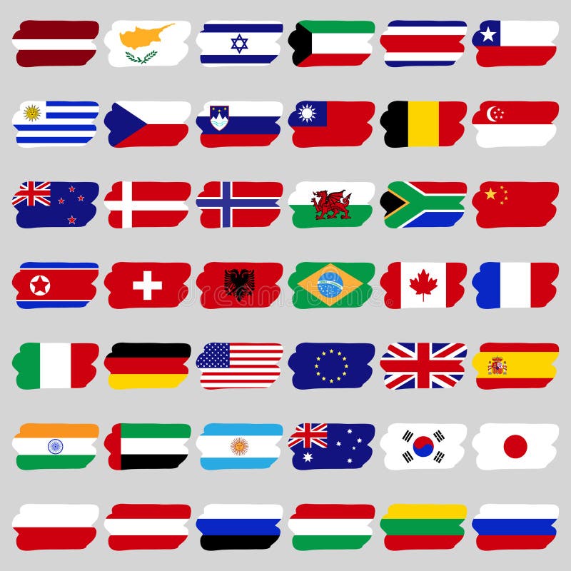 Famous Country, a Set of Flags in the Form of Spots. Stock Vector ...