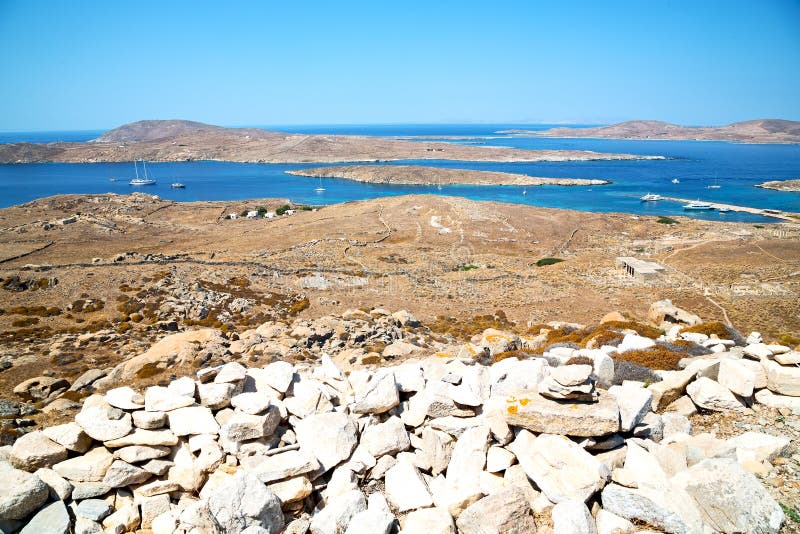 Famous in Delos Greece the Historycal Acropolis and Stock Photo - Image ...