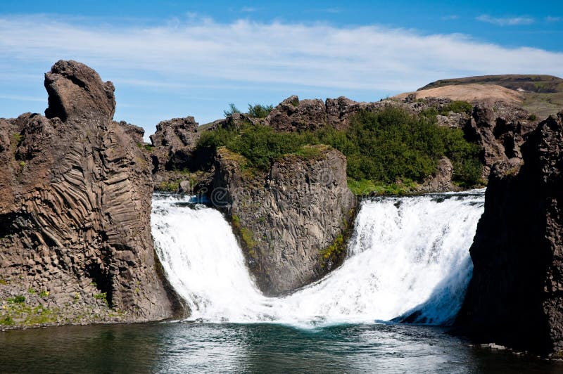 Famous Double Waterfall, Iceland Stock Image - Image of mountain ...