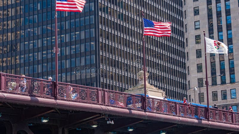 Famous DuSable Bridge in Chicago - CHICAGO, USA - JUNE 11, 2019 ...