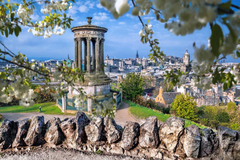 Edinburgh with Calton Hill during Spring Time in Scotland Stock Image ...