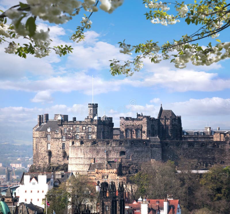 Famous Edinburgh Castle during Spring Time in Scotland Stock Photo ...