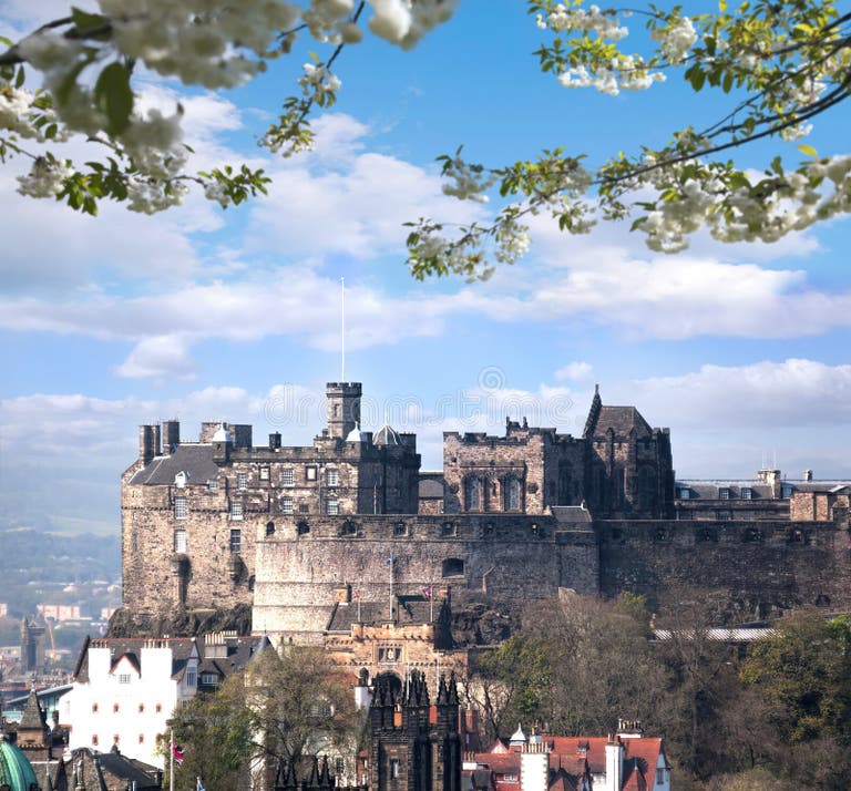 Famous Edinburgh Castle during Spring Time in Scotland Stock Photo ...