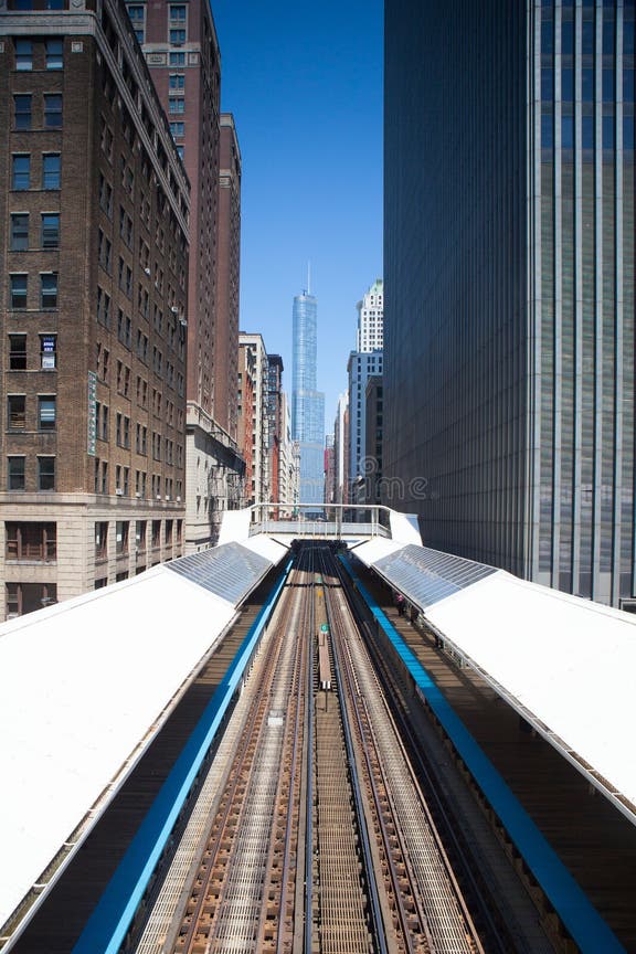 Famous Elevated Overhead Commuter Train in Chicago. Stock Image - Image ...