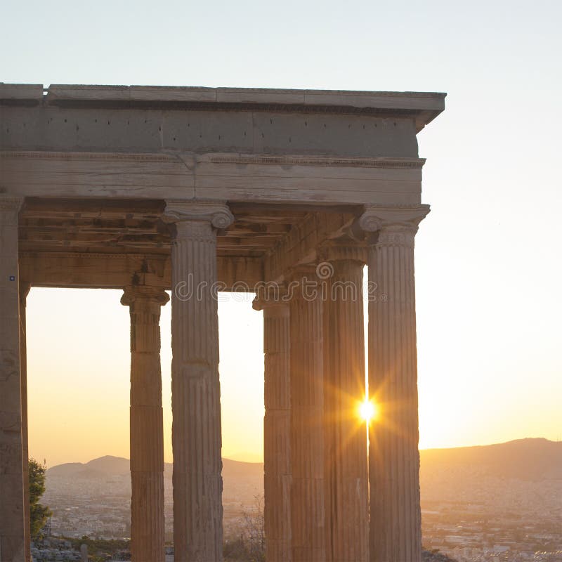 Famous Erechtheon Ancient Building in Acropolis in Athens Stock Photo ...