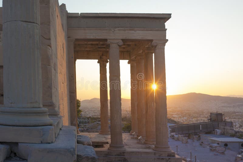 Famous Erechtheon Ancient Building in Acropolis in Athens Stock Photo ...