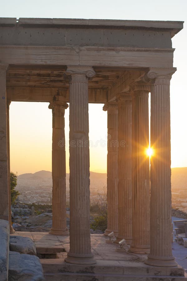 Famous Erechtheon Ancient Building in Acropolis in Athens Stock Image ...