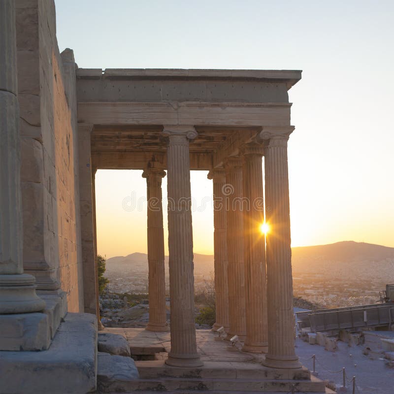 Famous Erechtheon Ancient Building in Acropolis in Athens Stock Photo ...