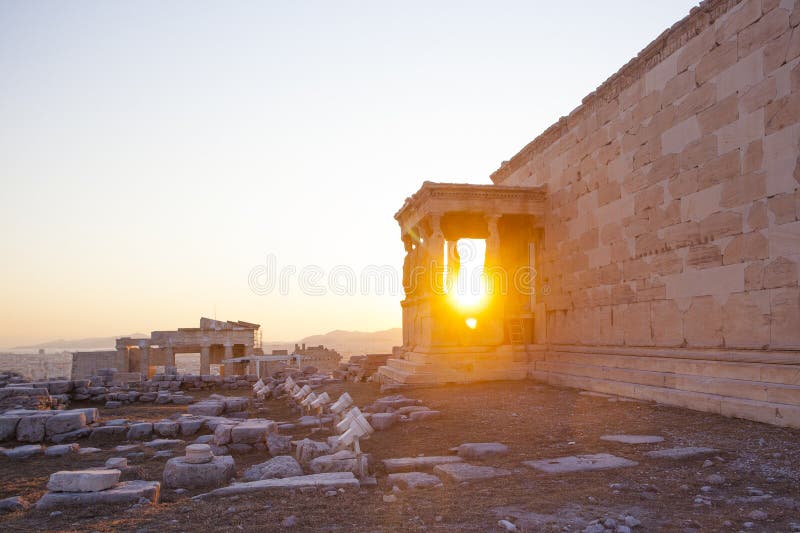 Famous Erechtheon Ancient Building in Acropolis in Athens Stock Photo ...