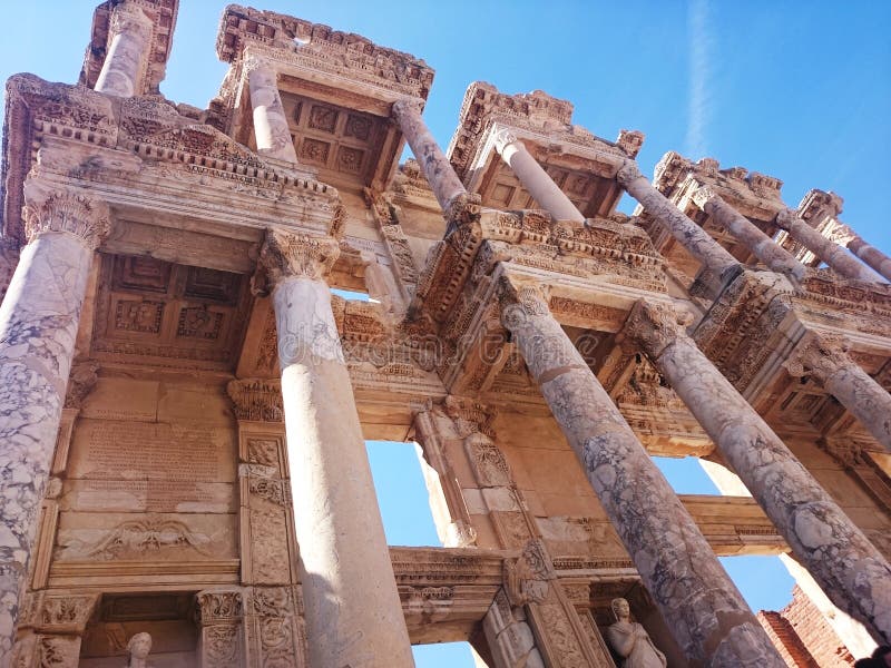 The Famous Facade of Celsus Library Ephesus in Turkey Stock Image ...