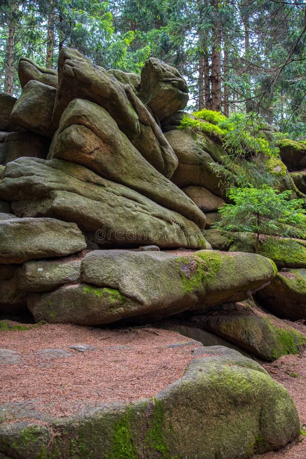 The Famous Feuerstein Rock Formation in Schierke Stock Image - Image of ...