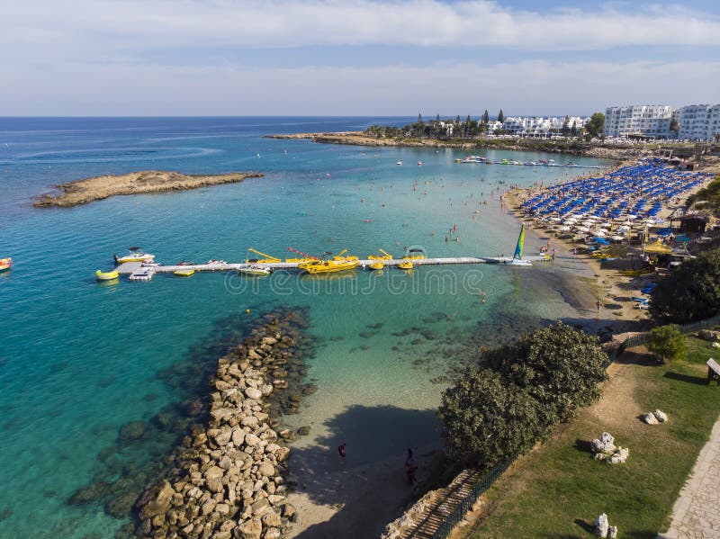 The Famous Fig Tree Beach of City in Protaras, Cyprus Stock Image ...