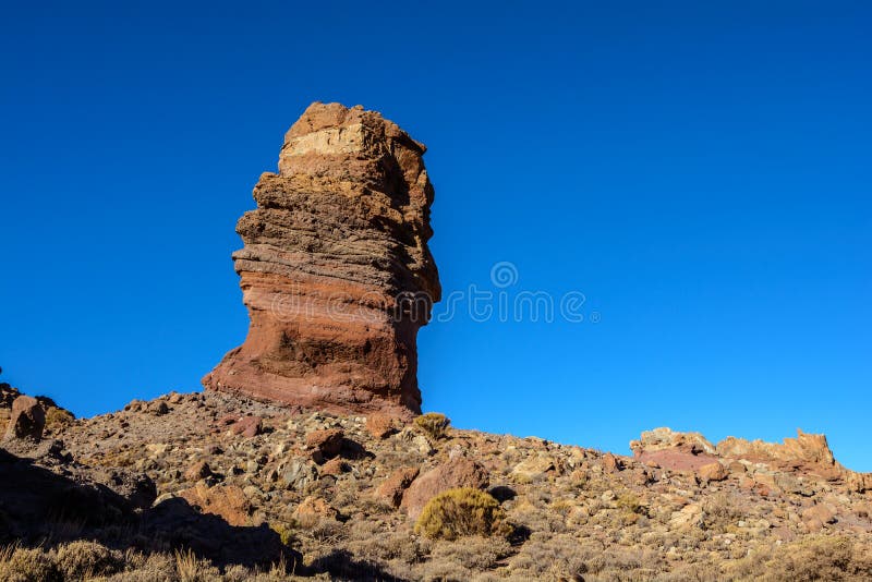 The Famous Finger of God Rock. Tenerife Stock Photo - Image of shrub ...