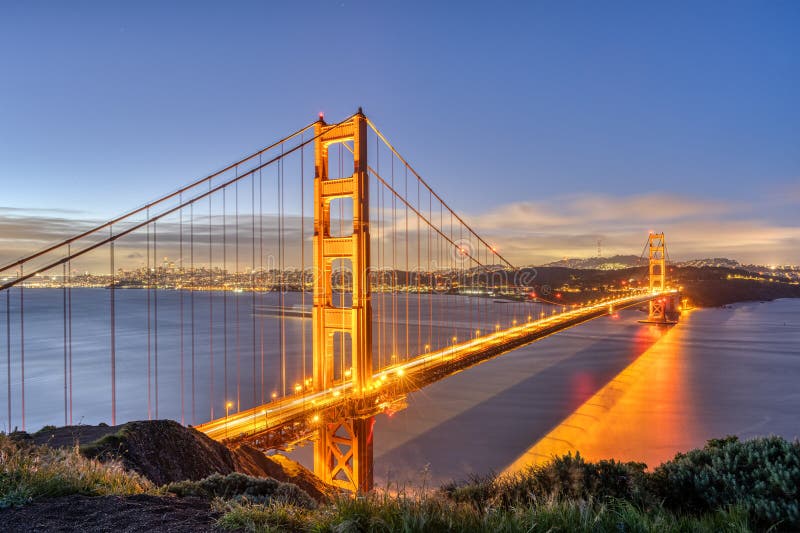 The Famous Golden Gate Bridge at Night Stock Image - Image of cable ... The Famous Golden Gate Bridge at Night Stock Image - Image of cable ...