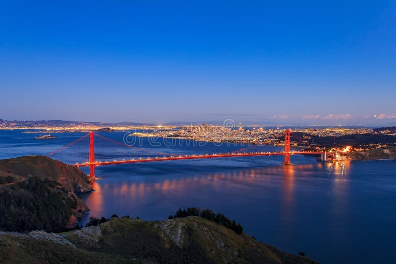 Famous Golden Gate Bridge View from Marin Headlands at Sunset, S Stock ...