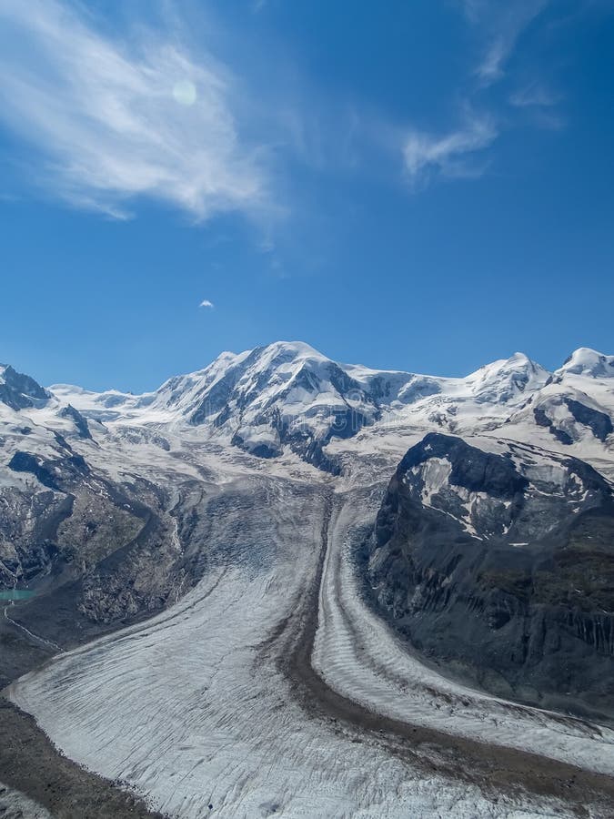 The Famous Gorner Glacier, Second Largest Glacier in the Alps Stock ...