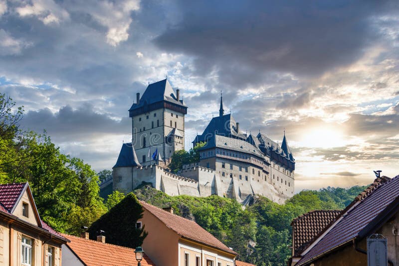 Famous Gothic Medieval Castle of Karlstejn in the Czech Republic Stock ...