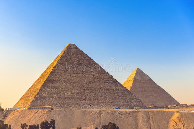 Famous Great Pyramids of Chephren and Cheops, Cairo, Egypt. Stock Image ...