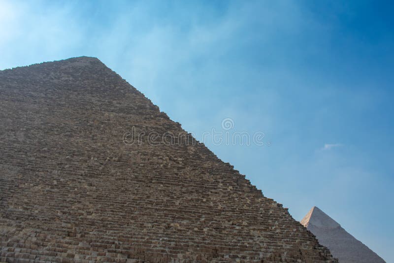 Famous Great Pyramids of Chephren and Cheops, Cairo, Egypt. Two of the ...