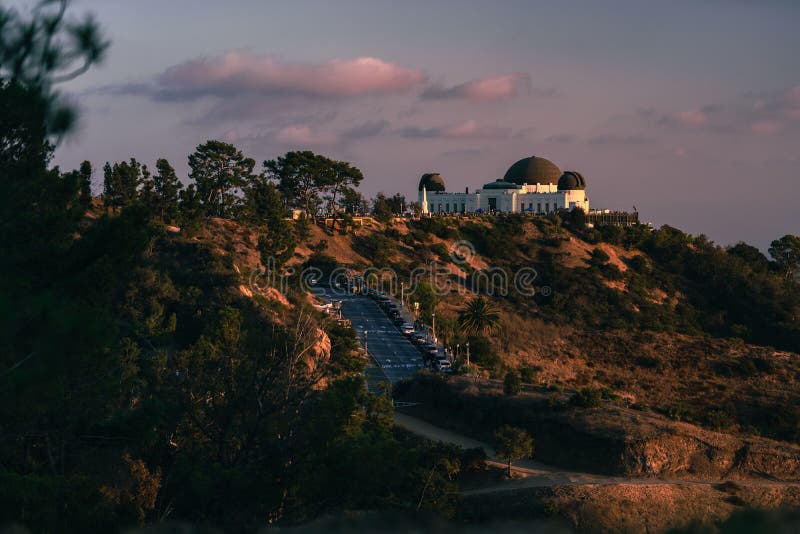 Famous Griffith Observatory during Beautiful Sunset Stock Image - Image ...