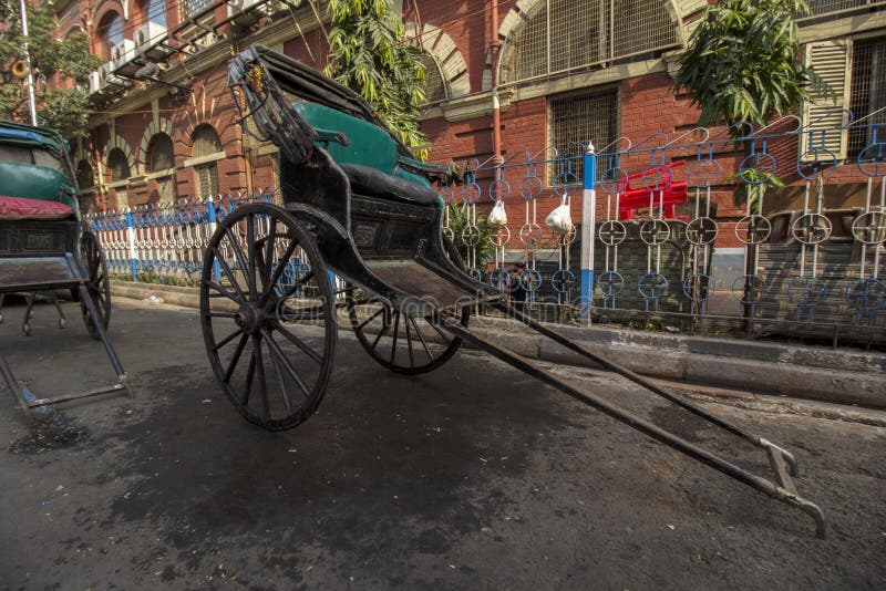 Famous Hand Pulled Rickshaws Parked Road Side on Streets of Kolkata ...