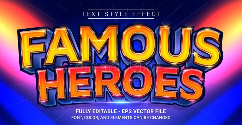 Famous Heroes Text Style Effect. Editable Graphic Text Template Stock ...