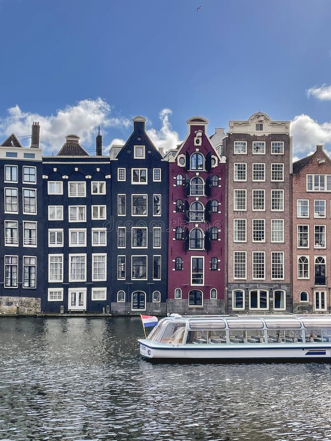Famous Houses at the Damrak, Amsterdam, Netherlands Stock Photo - Image ...