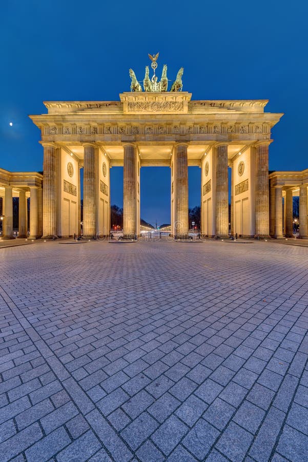 The Famous Illuminated Brandenburg Gate in Berlin Stock Image - Image ...