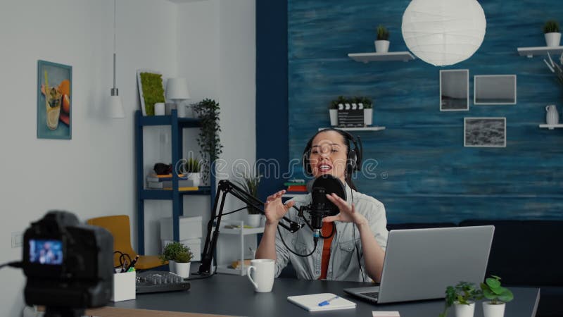 Famous Internet Social Media Influencer Talking To Audience while ...