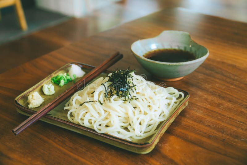 A Famous Japanese Cold Noodle Dish Stock Image - Image of board, meal ...
