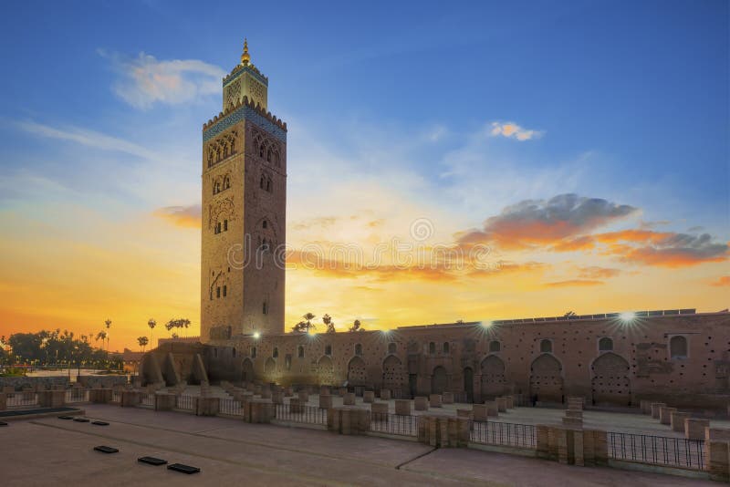 Famous Koutoubia Mosque, Marrakech at Sunrise Stock Photo - Image of ...