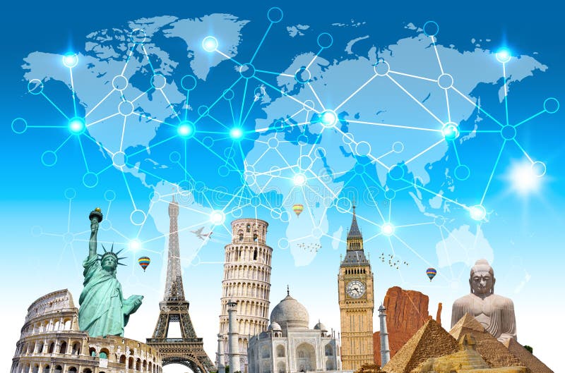 Famous Landmarks of the World Connected To Each Other Stock ...