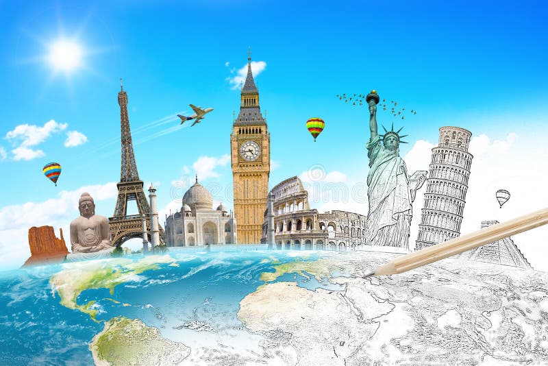 Famous Landmarks of the World Grouped Together Stock Illustration ...