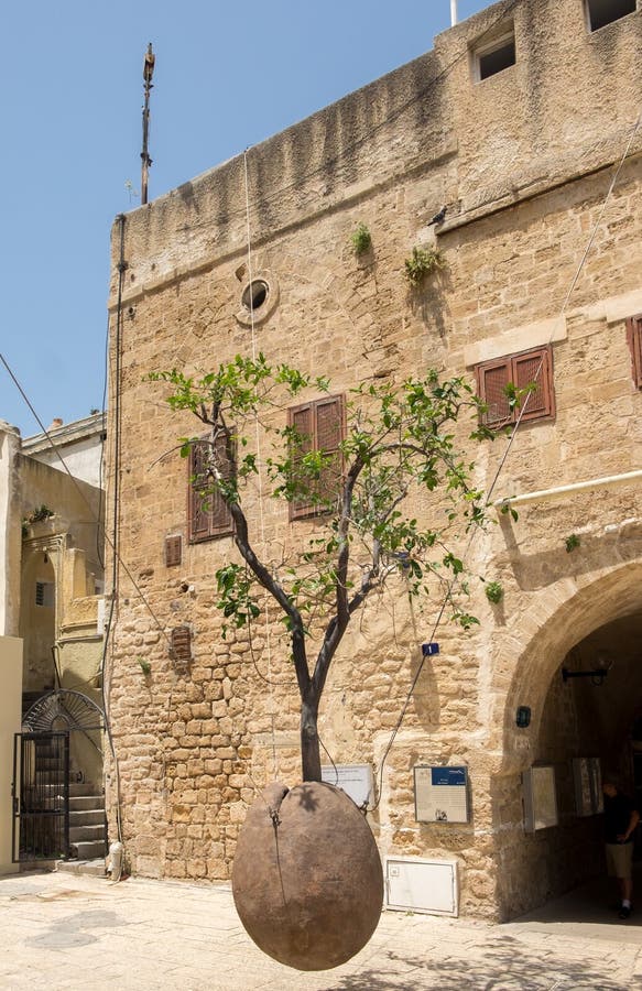 Famous Levitated Orange Tree in Old Jaffa Stock Photo - Image of ...