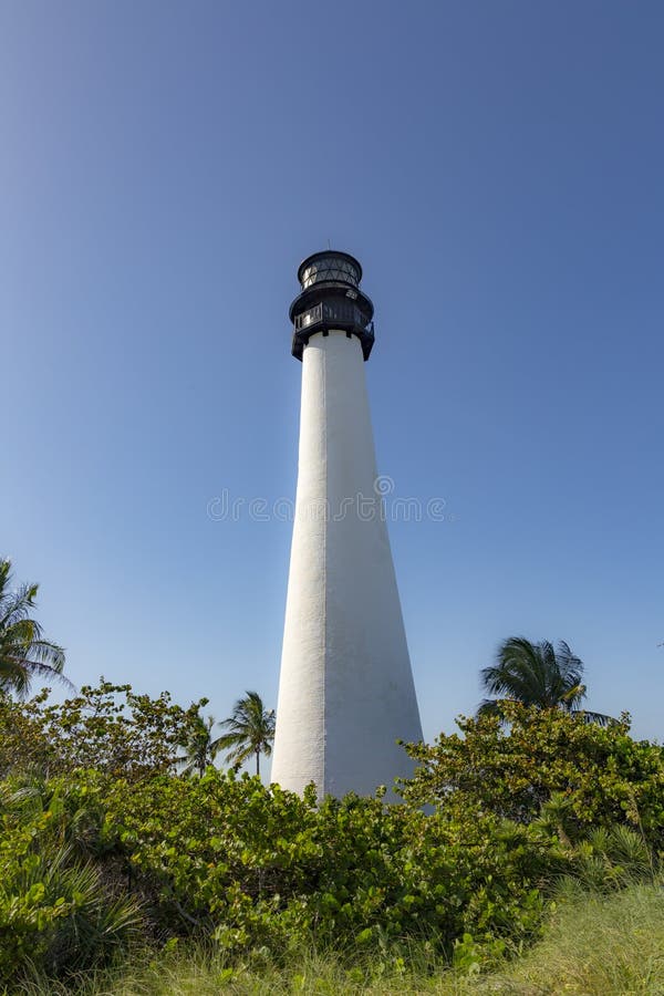 Famous Lighthouse at Cape Florida at Key Biscayne Stock Image - Image ...