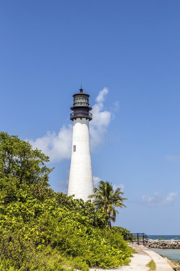 Famous Lighthouse at Cape Florida at Key Biscayne Stock Photo - Image ...