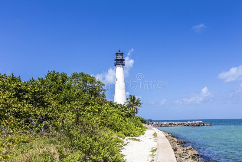 Famous Lighthouse at Cape Florida at Key Biscayne Stock Image - Image ...