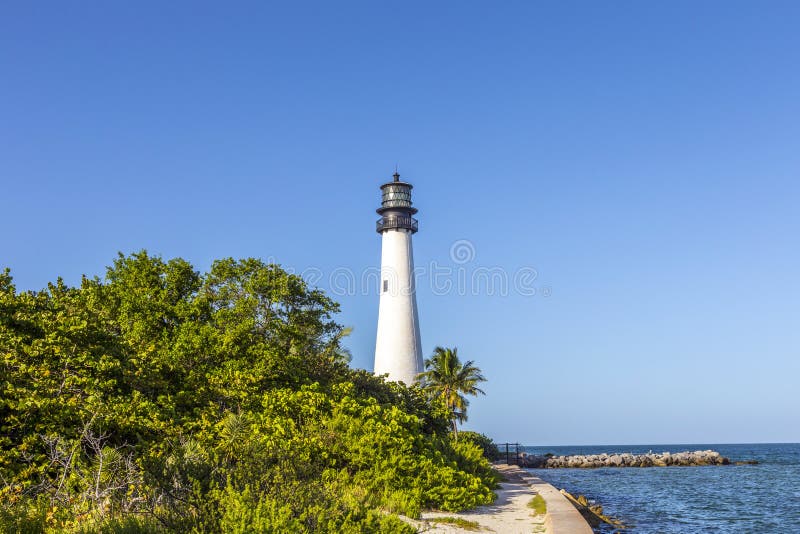 Famous Lighthouse at Cape Florida at Key Biscayne Stock Image - Image ...