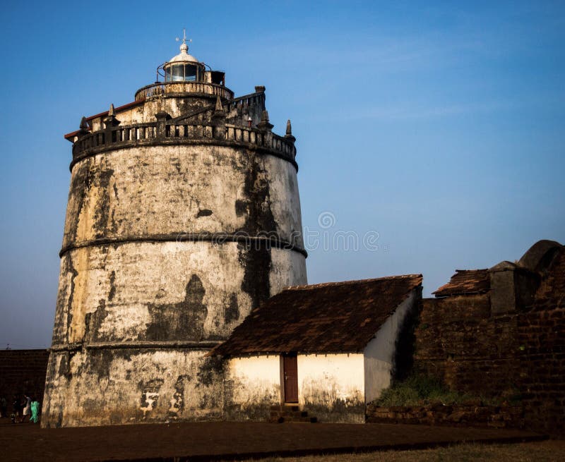 Famous Lighthouse in an Old Fort in Goa, India Stock Photo - Image of ...