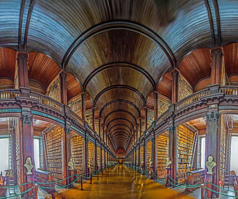 The Famous Long Room of the Old Library at Trinity College in Dublin ...