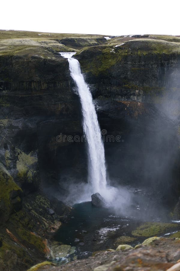 Famous Magnificent Icelandic Waterfall Haifoss Stock Image - Image of ...