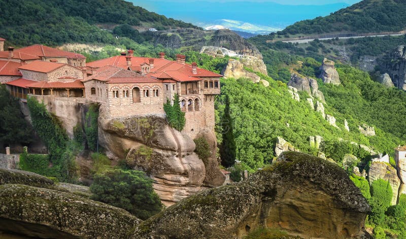 Famous Meteora Monastery Complex on the Cliff in Greece Stock Image ...
