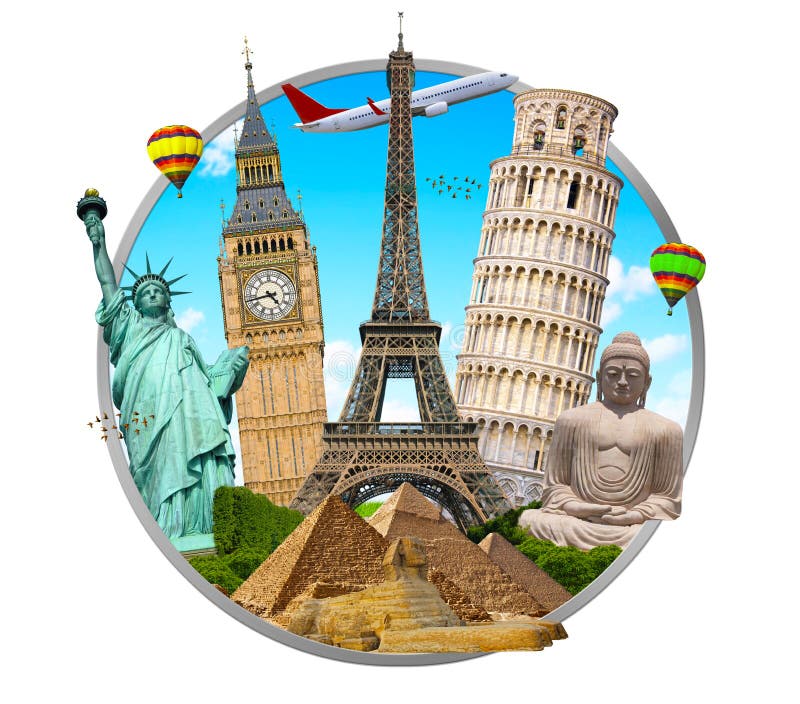 Famous Monuments of the World Stock Illustration - Illustration of tour ...